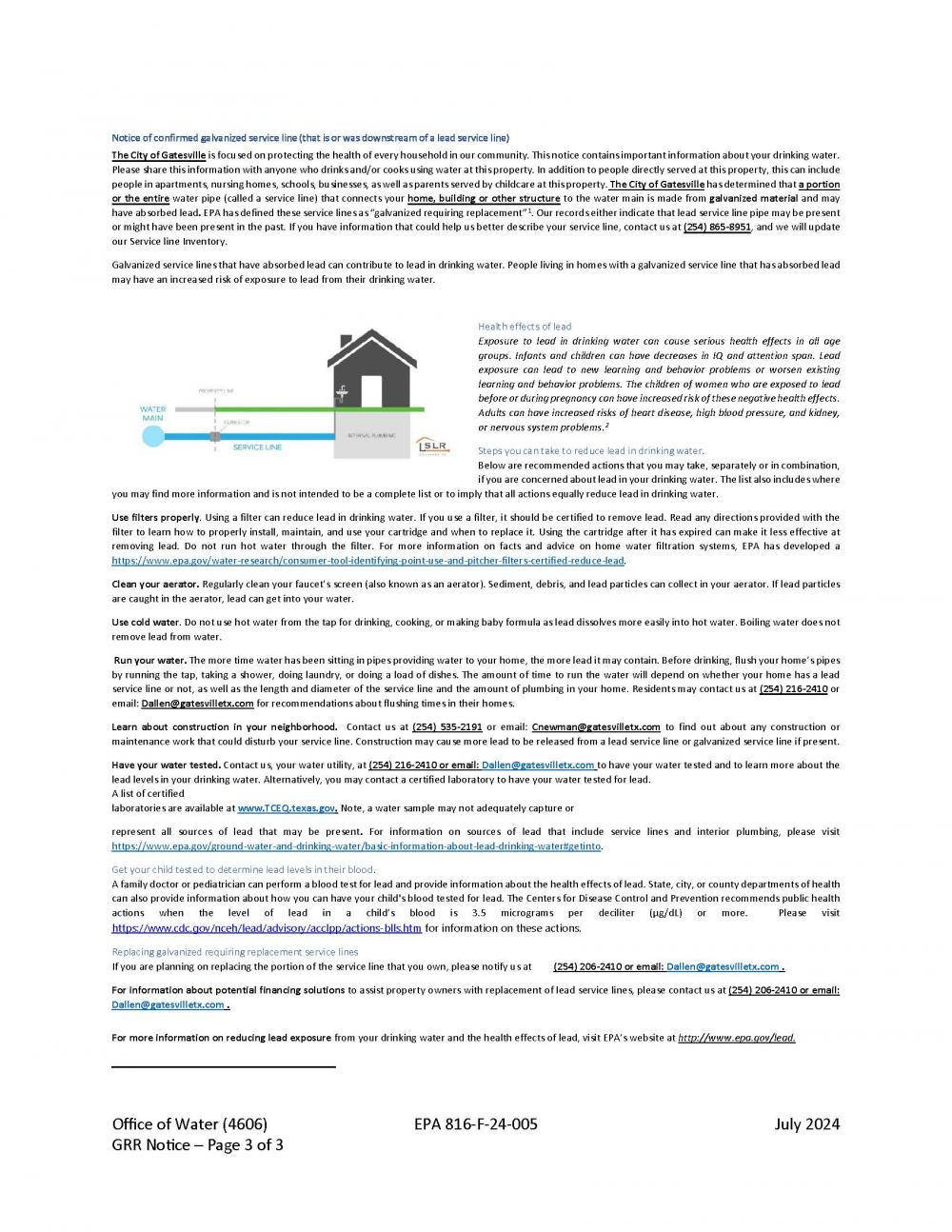 Notice of Confirmed Galvanized Service Lines | Gatesville Texas